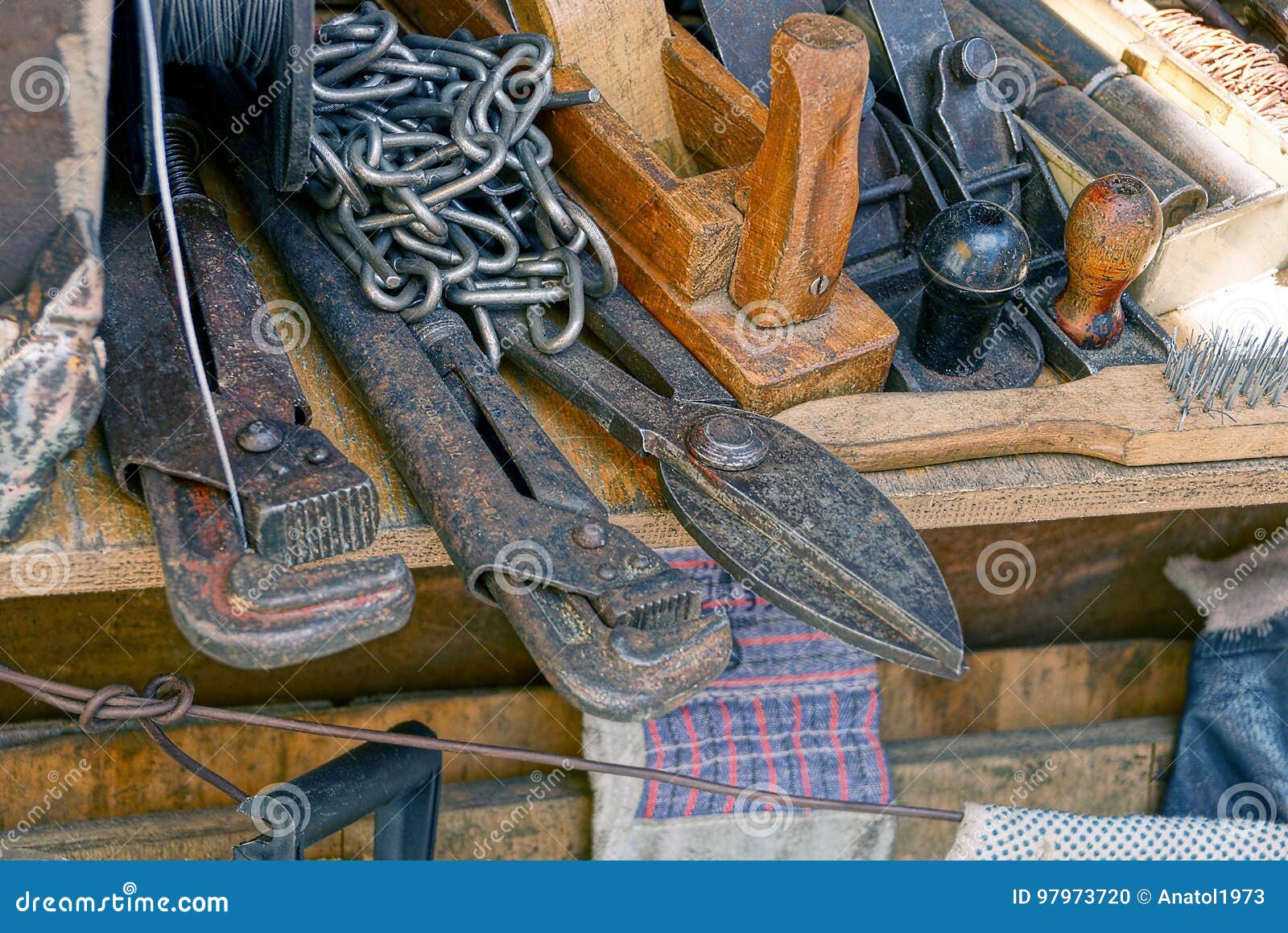 A Set of Construction Tools on a Table Stock Photo - Image of equipment ...