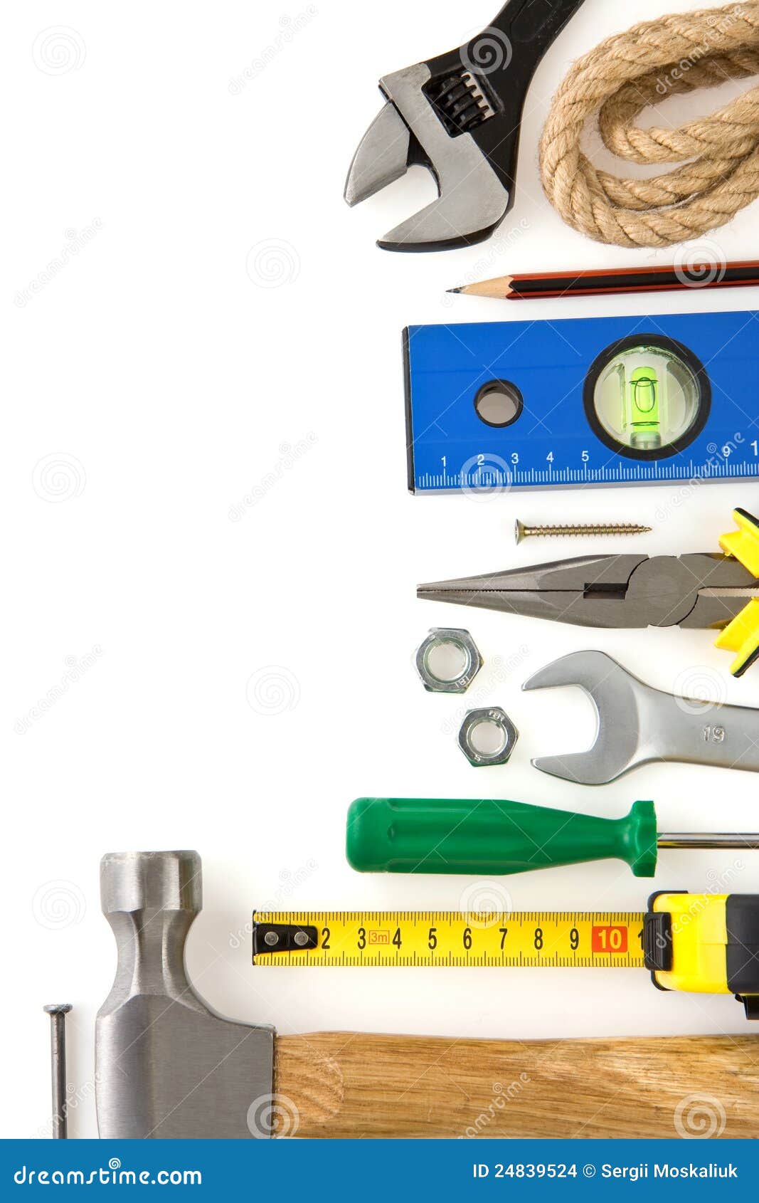 Set of Construction Tools on White Stock Photo - Image of screwdriver ...