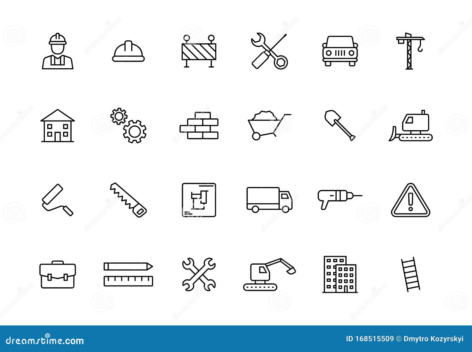 Set of 24 Construction Web Icons in Line Style. Building, Engineer ...