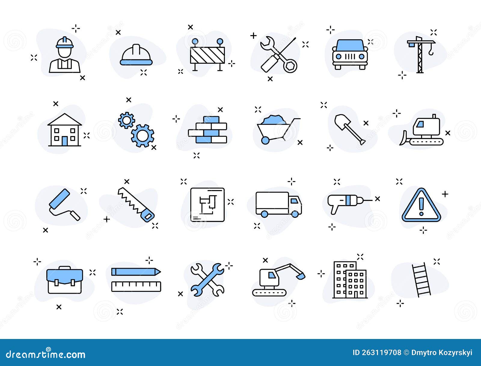 Set of 24 Construction Web Icons in Line Style. Building, Engineer ...
