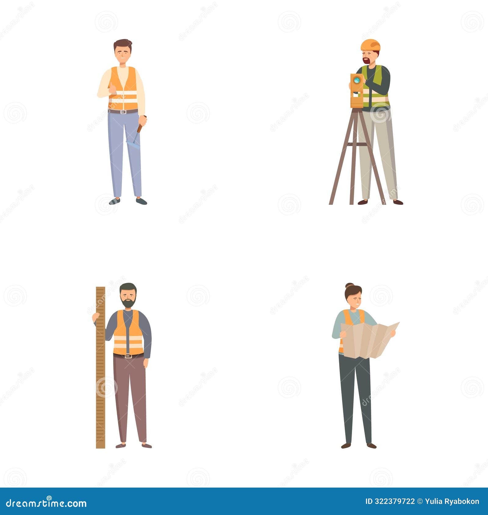 Set of Construction Worker Illustrations Stock Vector - Illustration of ...