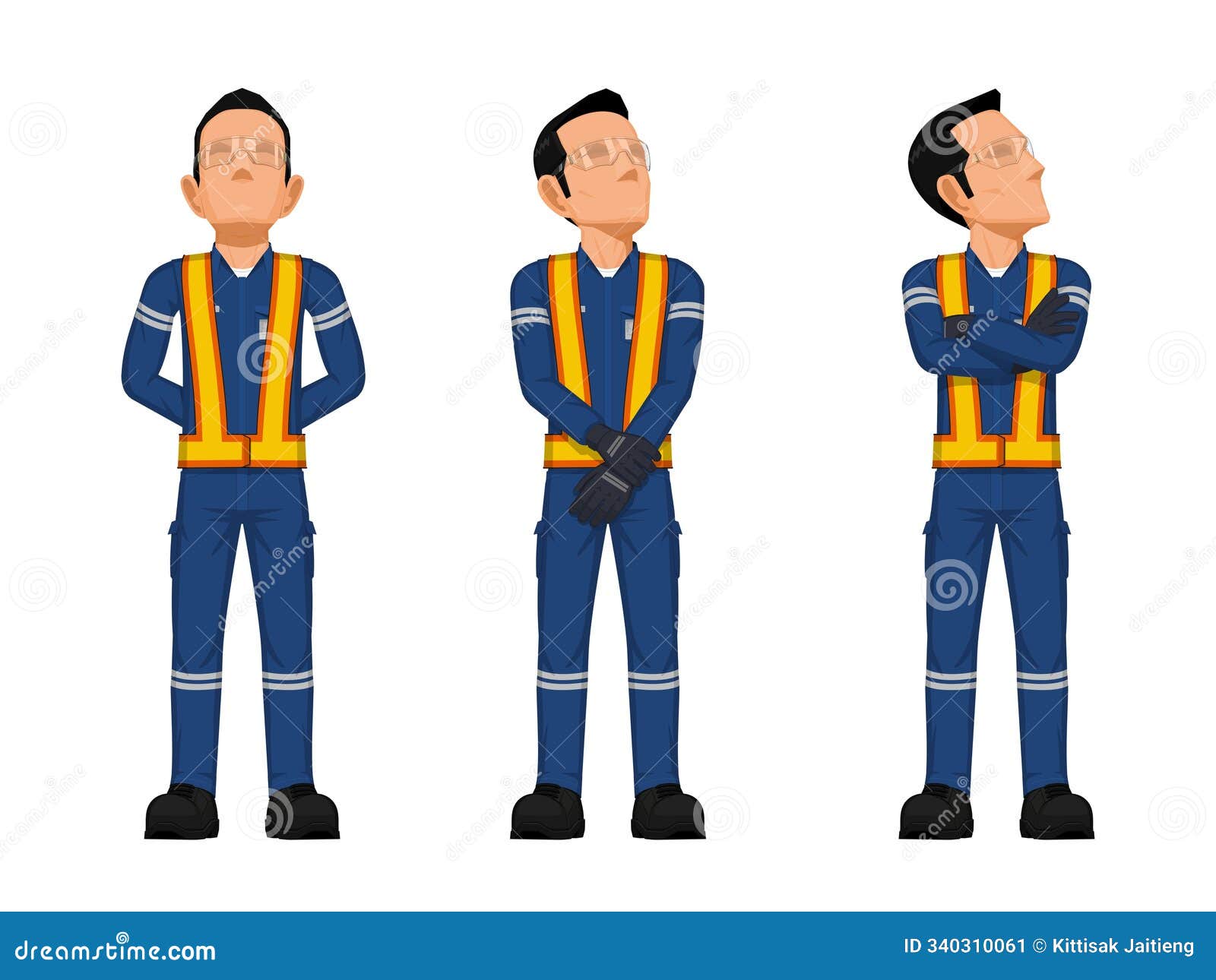 Set of Construction Worker in the Position of Looking at Something Over ...