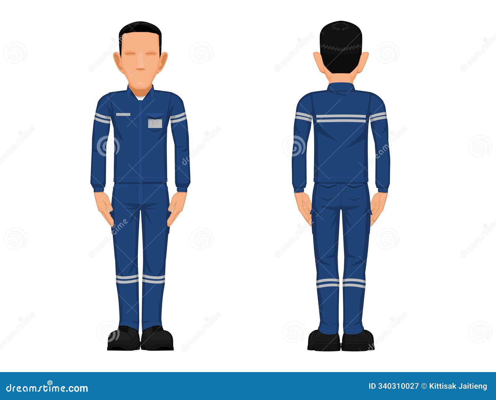 Set of Construction Worker in the Position of Stand To Attention Stock ...