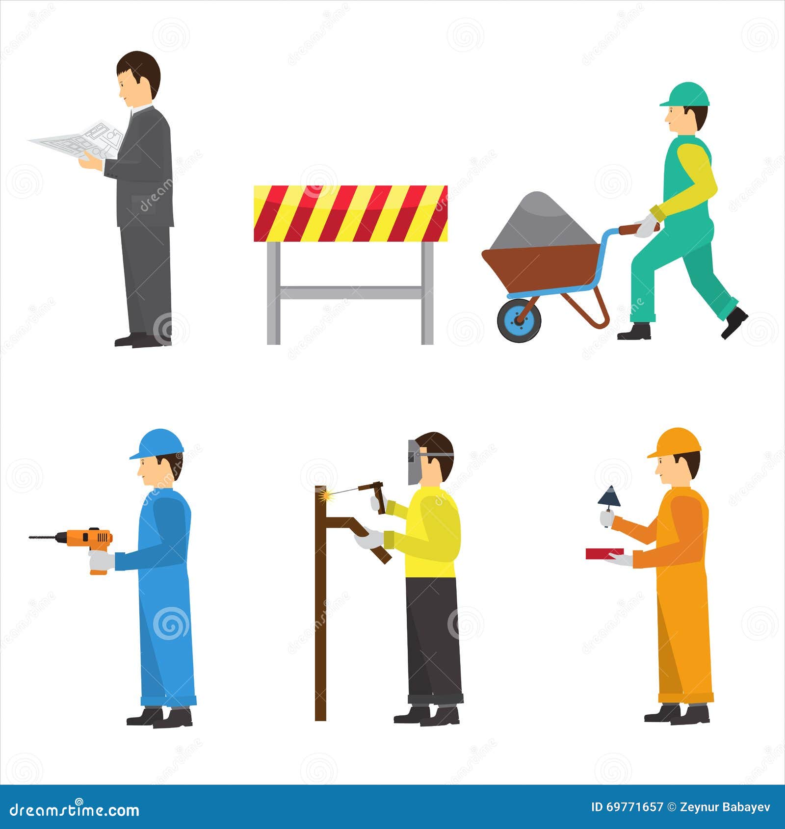 Set of Construction Workers for Info Graphics. Flat Vector Icons Stock ...