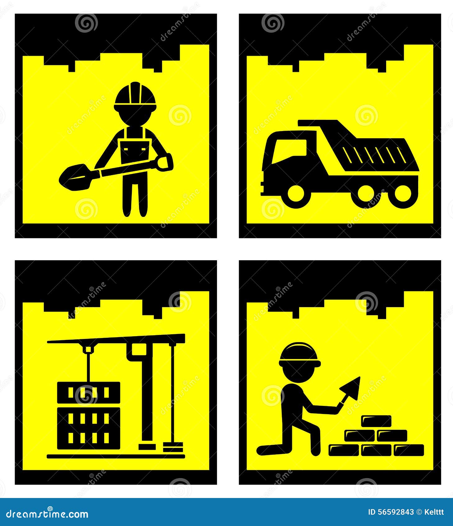 Set Construction Yellow Icons Set Stock Illustration - Illustration of ...