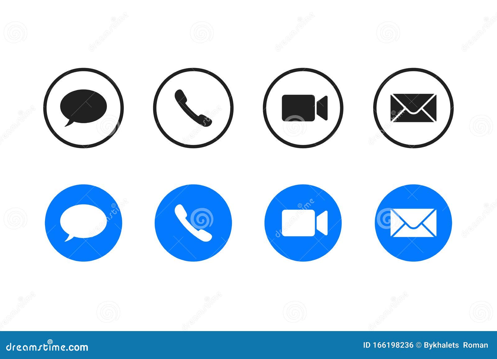 Set of Contact or Connection Icon Chat Call Video or Mail Icon. for ...