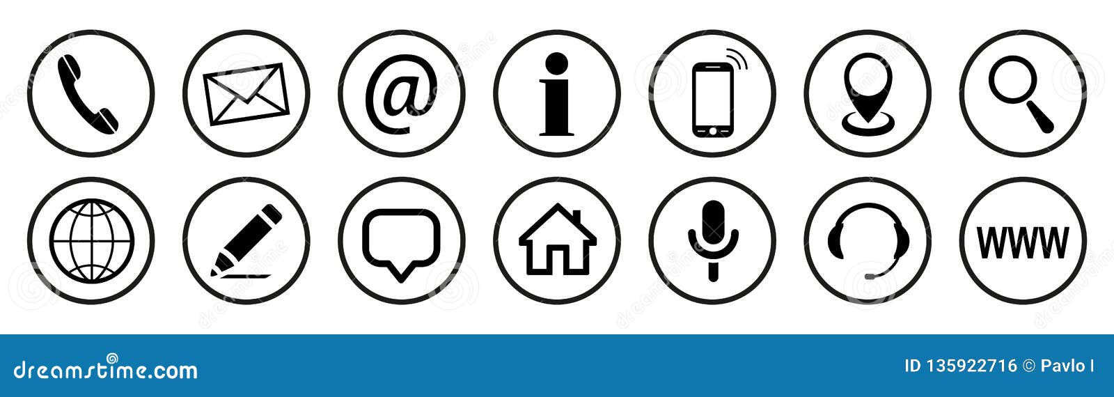 Contact Us Icons Vector Set. Web Sign Illustration Collection ...