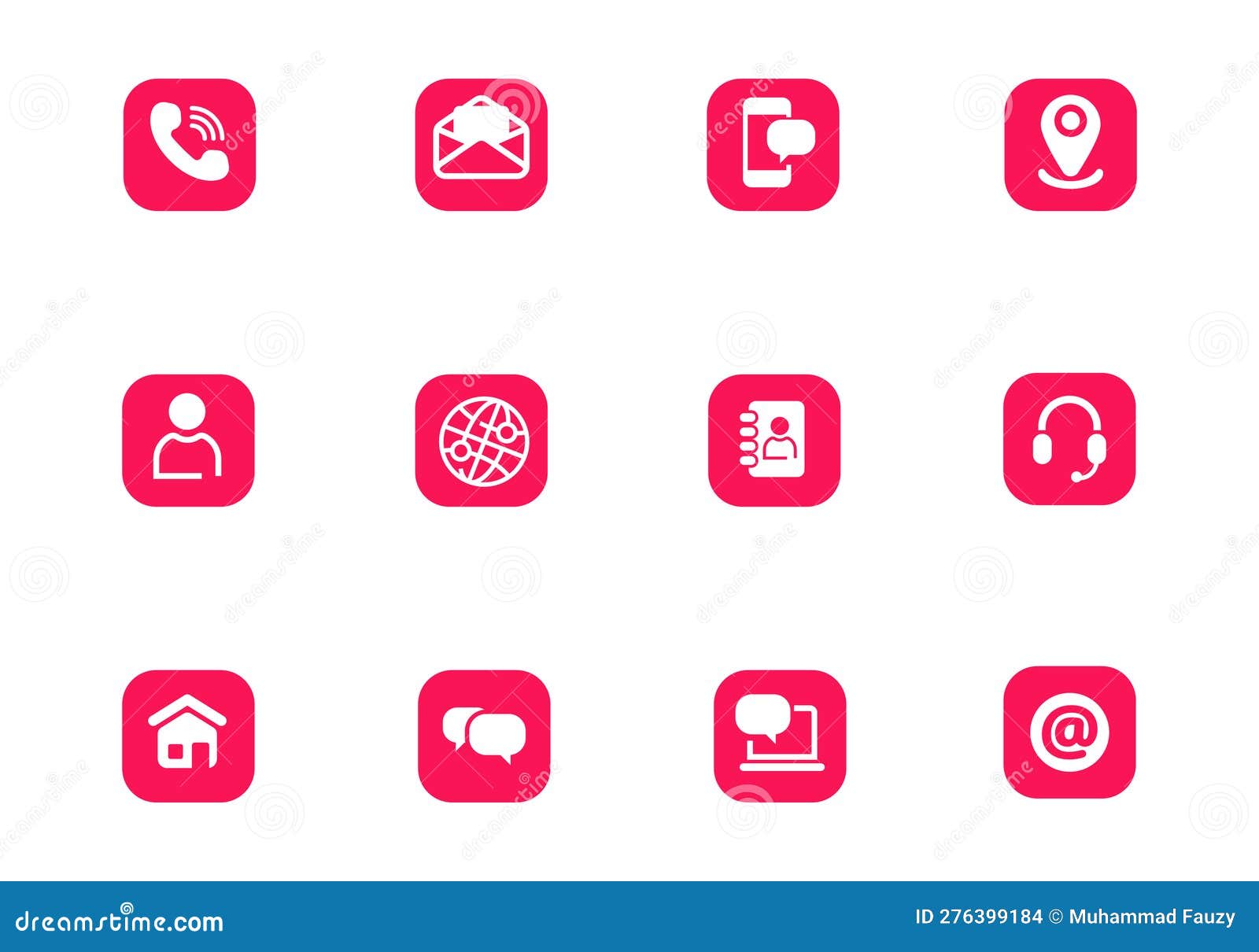 Set of Contact Icons in Rounded Rectangle Shape Stock Vector ...