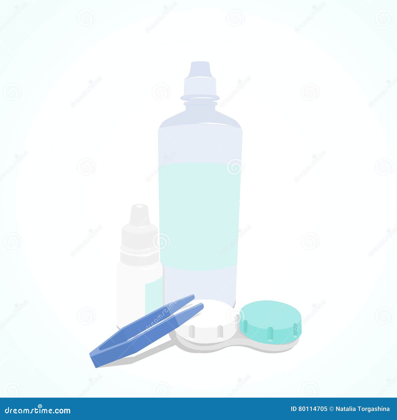 Set of Contact Lenses Care. Container, daily Solution, Eye Drops Stock ...