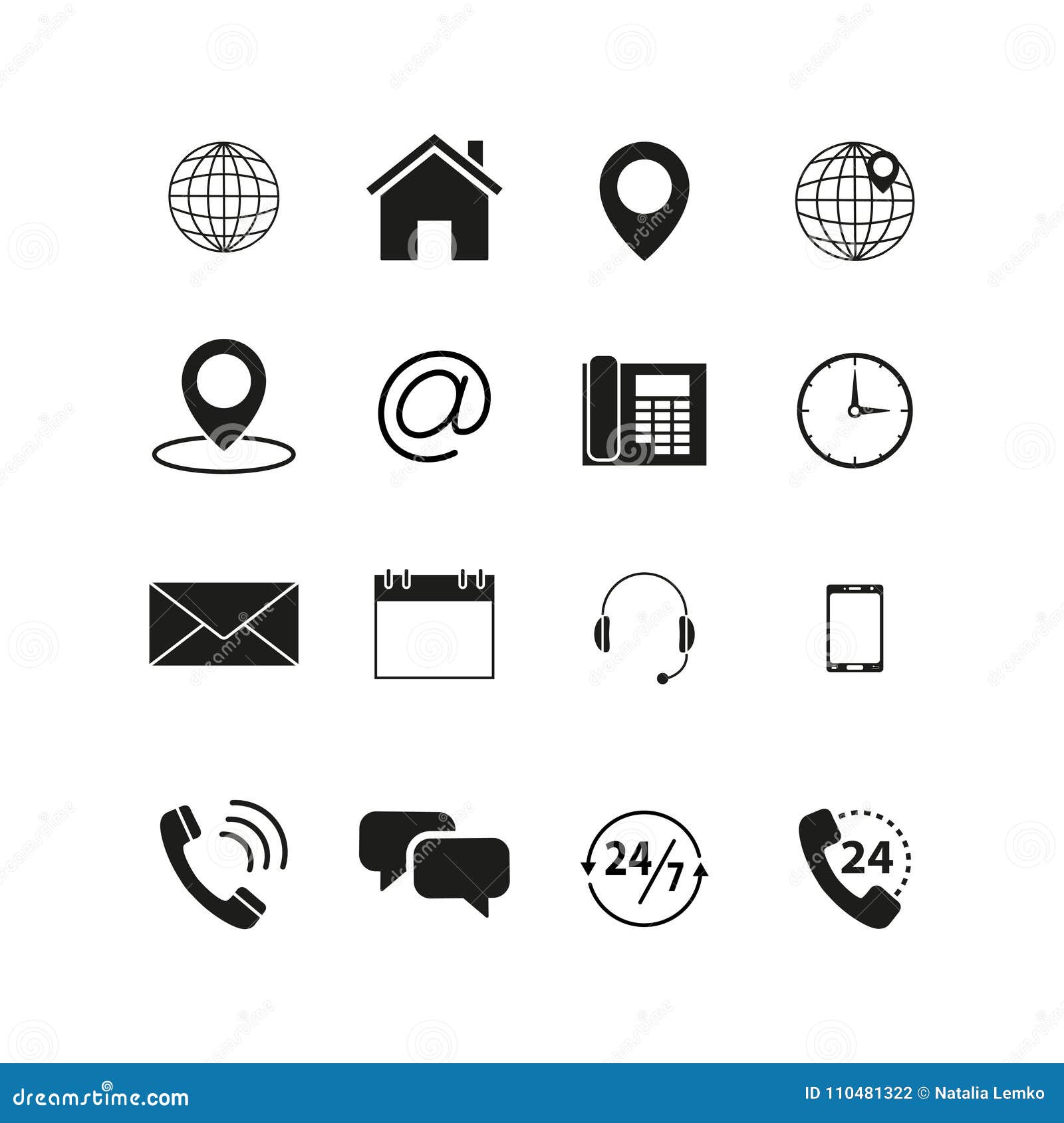 Set of contact us icons stock vector. Illustration of design - 110481322