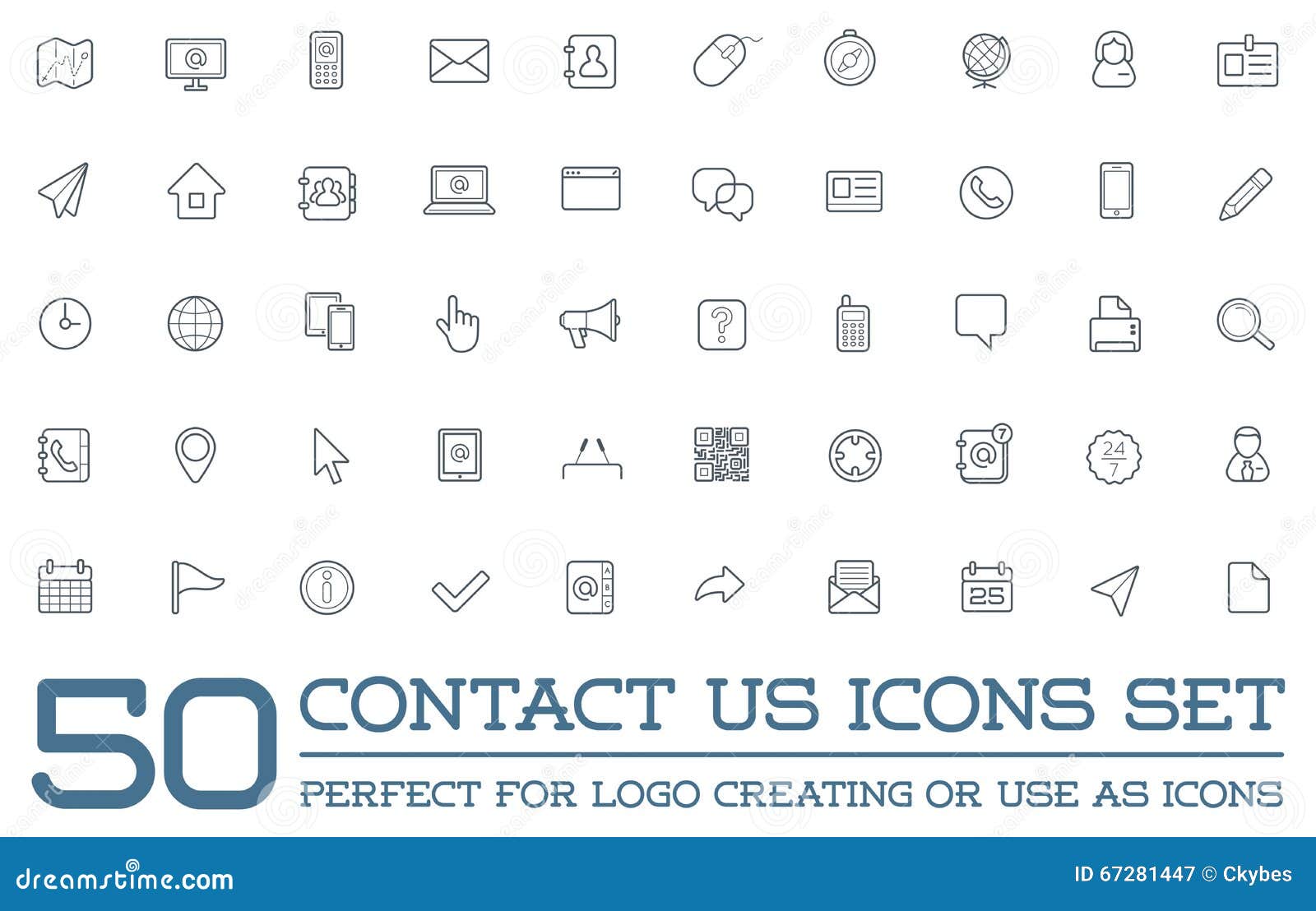 Set of Contact Us Service Elements Stock Vector - Illustration of help ...