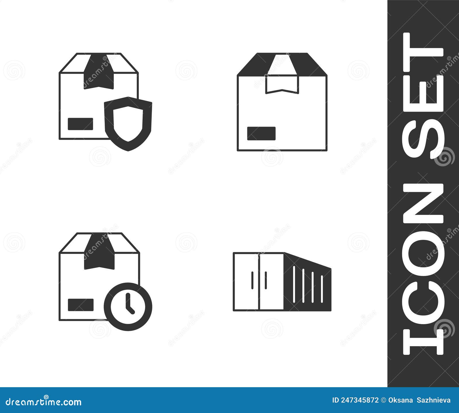 Set Container, Delivery Security with Shield, Cardboard Box Clock and ...