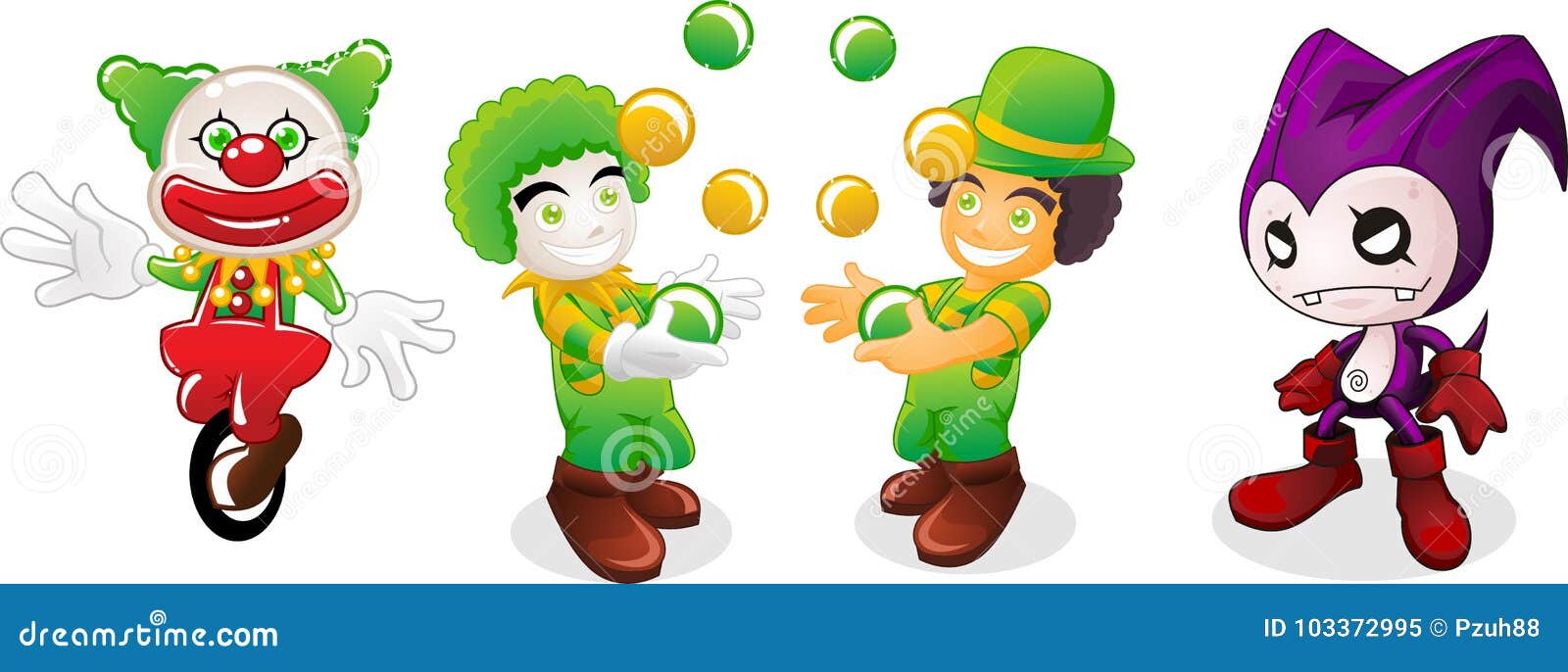 Clowns and Jester in White Background Stock Vector - Illustration of ...