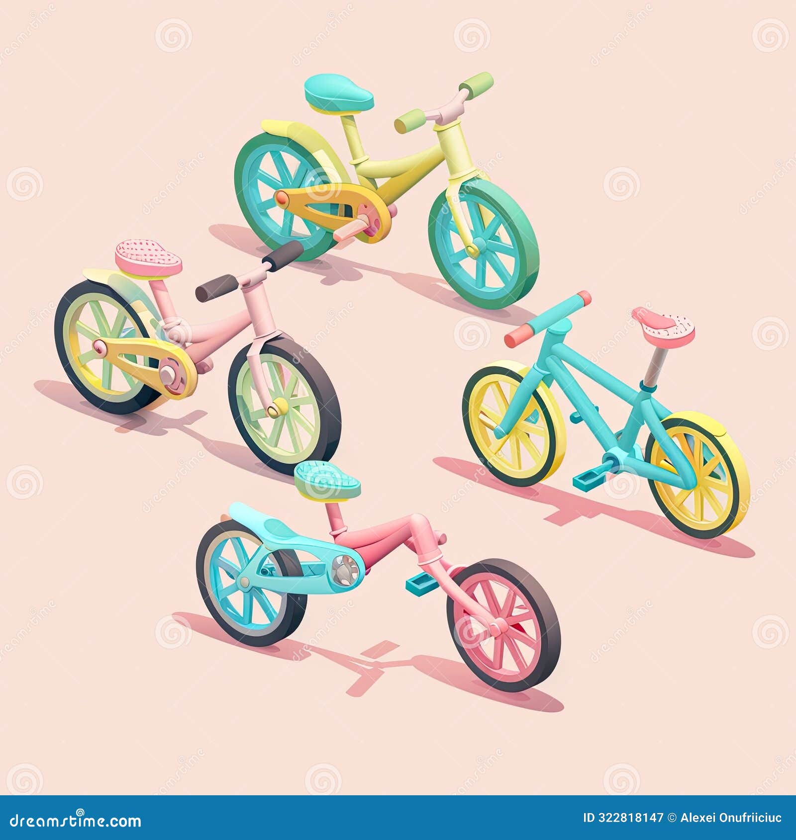 The Set Contains Various Types of Bicycles, Including Wheels and Tires ...