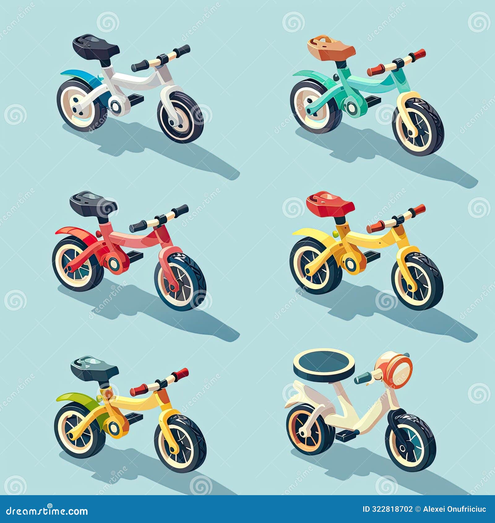 The Set Contains Various Types of Bicycles, Including Wheels and Tires ...