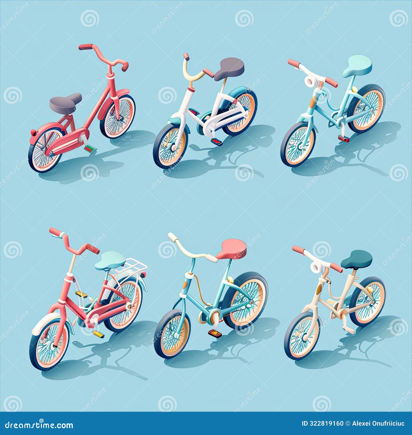 The Set Contains Various Types of Bicycles, Including Wheels and Tires ...