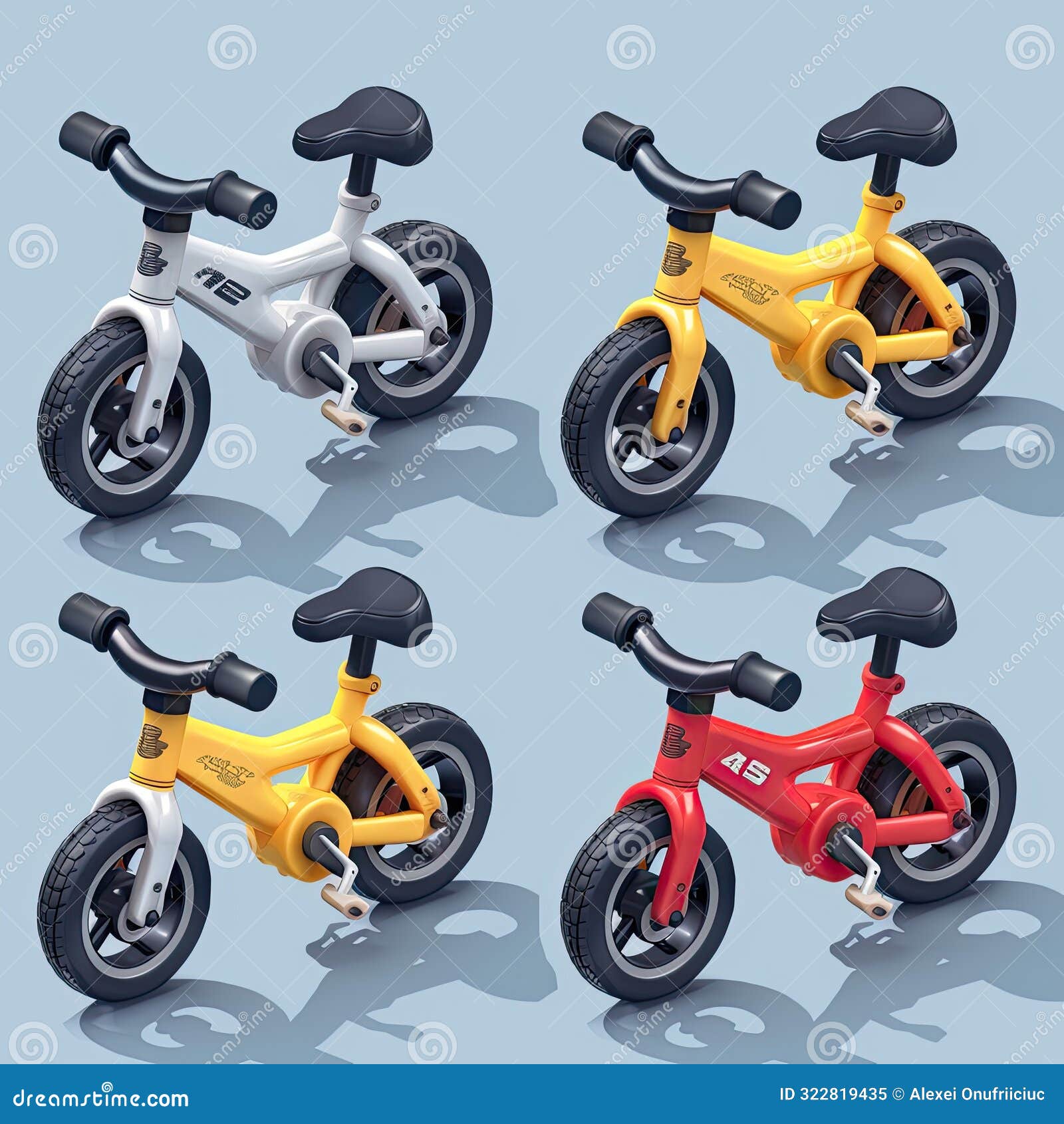 The Set Contains Various Types of Bicycles, Including Wheels and Tires ...