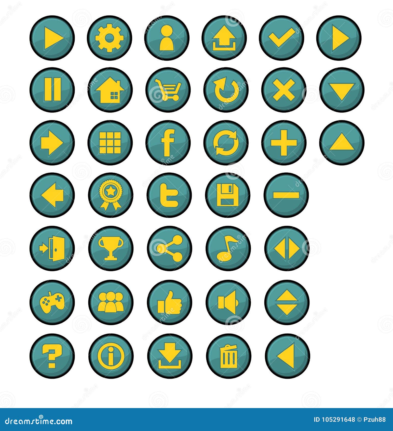 Green Video Game Button Set Stock Vector - Illustration of media, girl ...