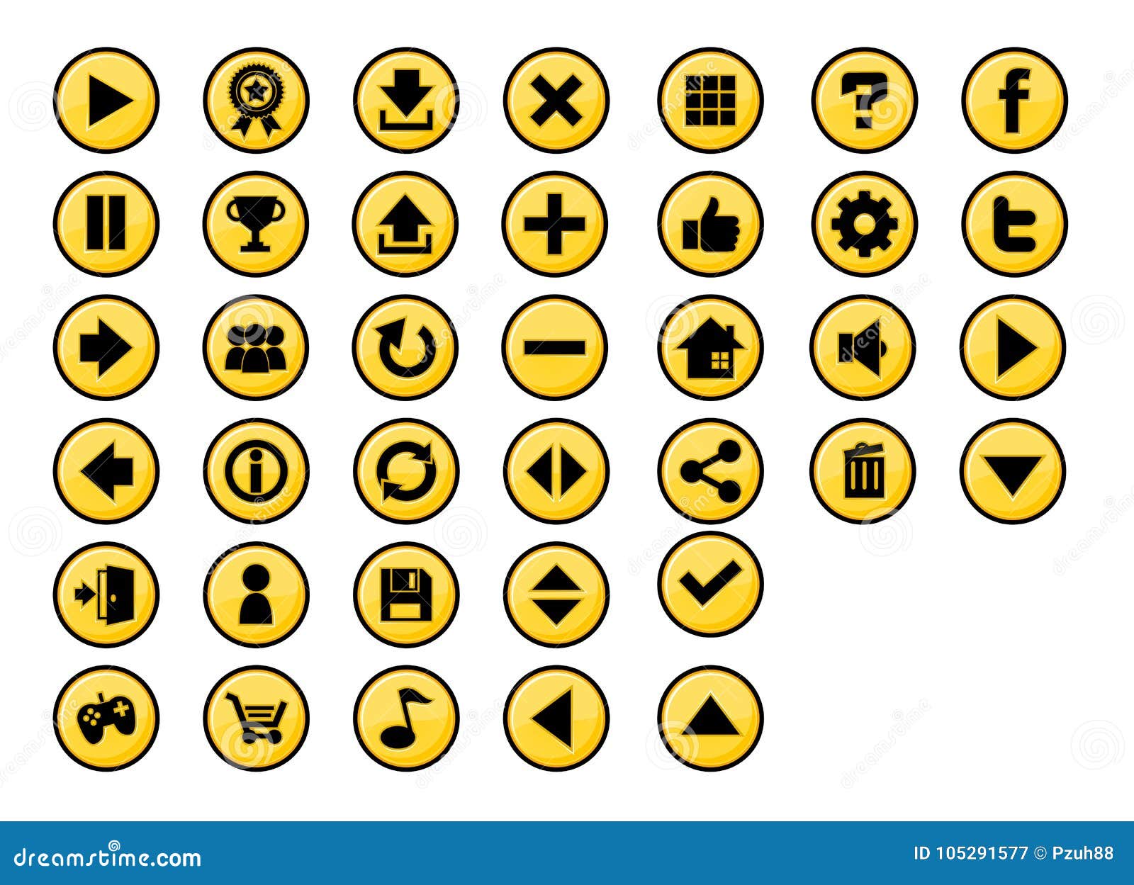 Yellow Video Game Button Set Stock Vector - Illustration of blue ...