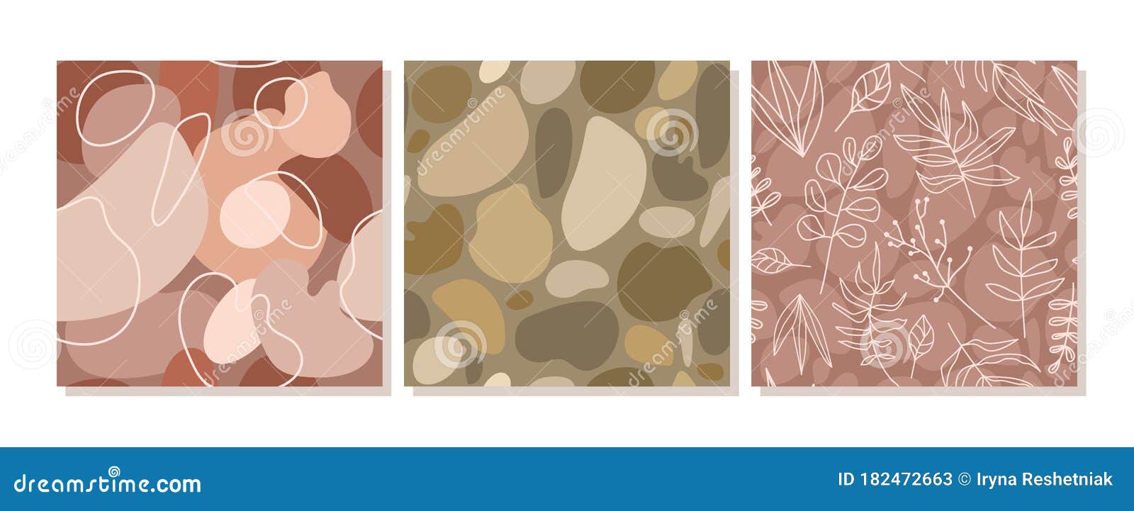 Set of Contemporary Collage Seamless Pattern. Terracotta Abstract ...