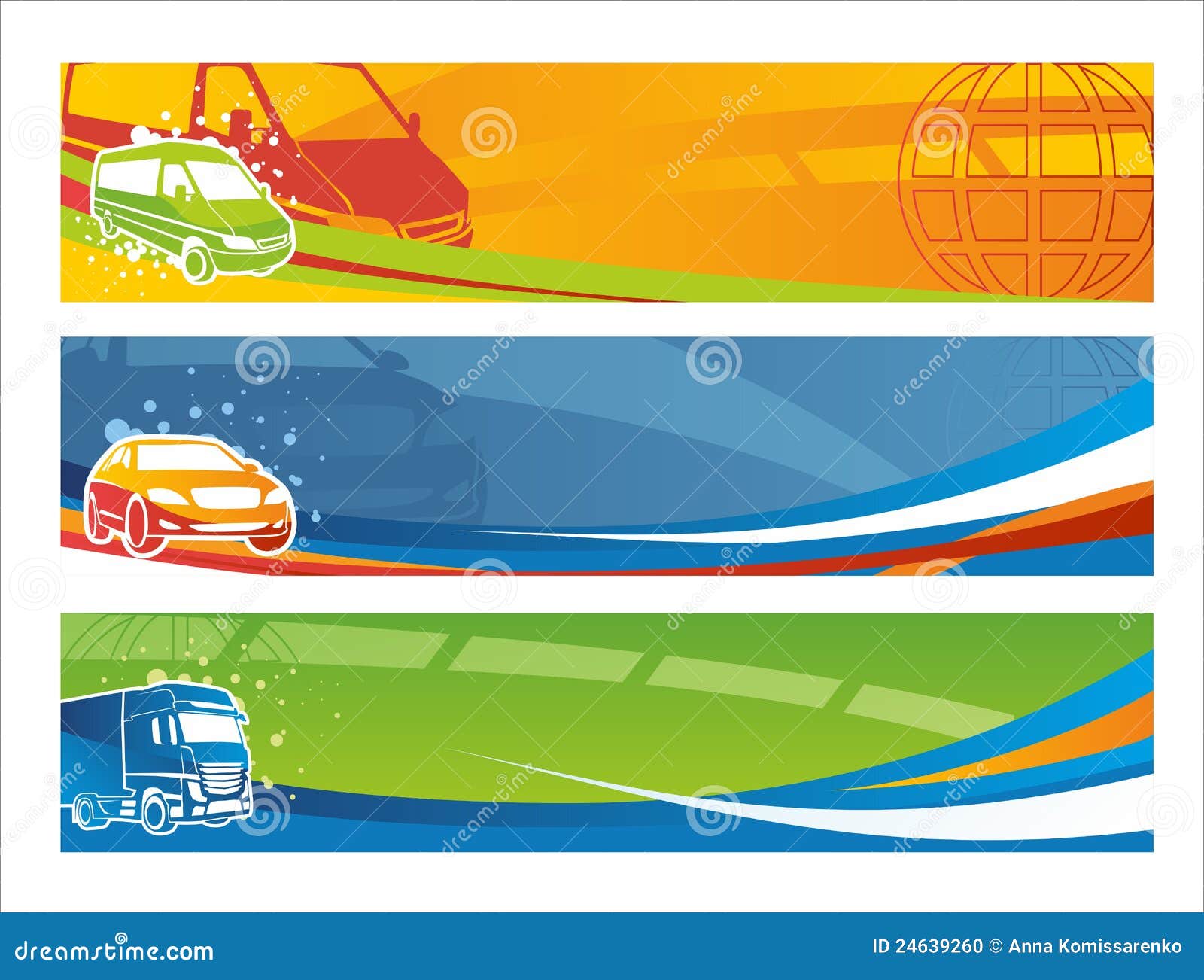 Set of Contemporary Transport Banners Stock Vector - Illustration of ...