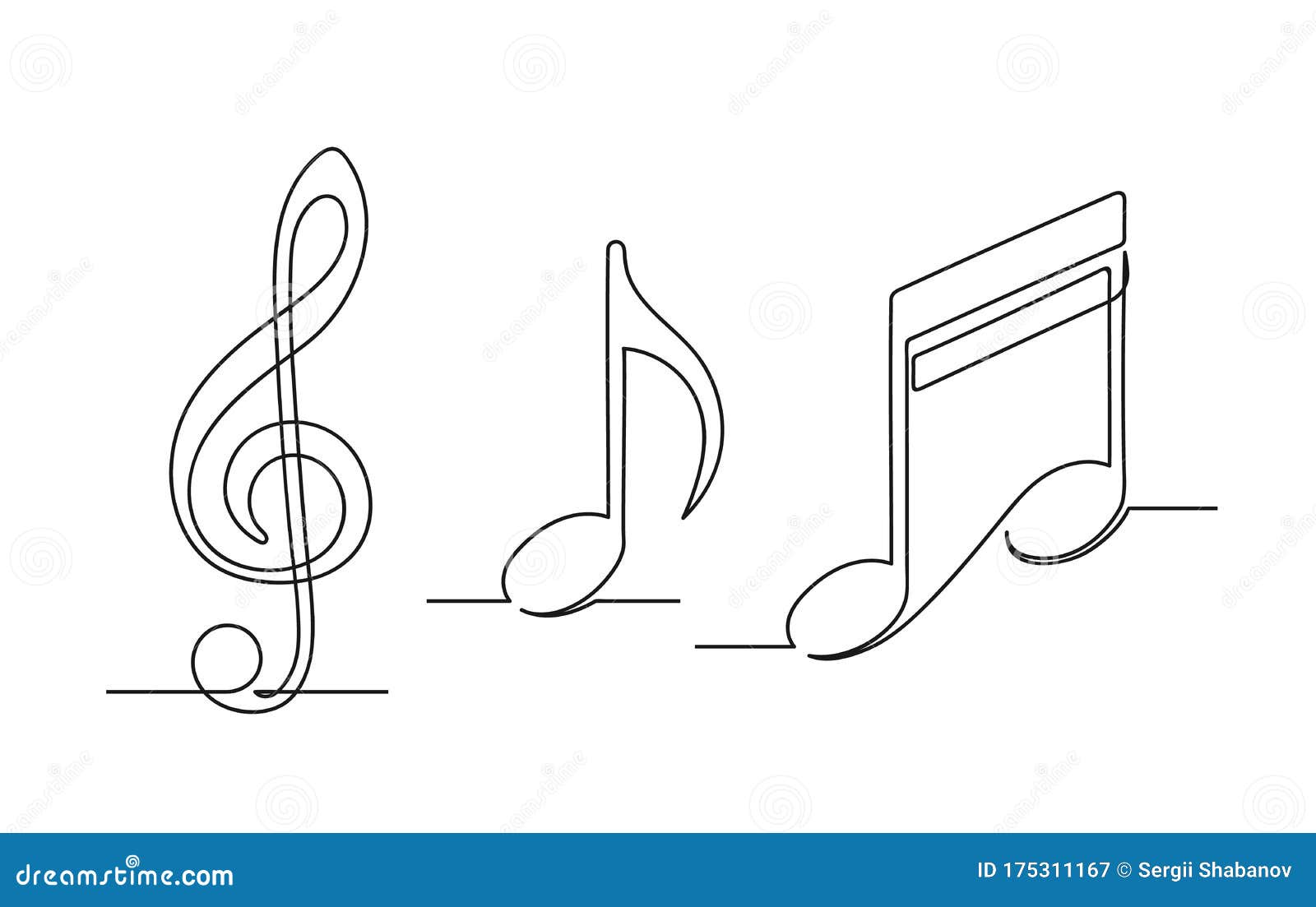 Set of Continuous One Line Drawing of a Musical Notes Stock Vector ...