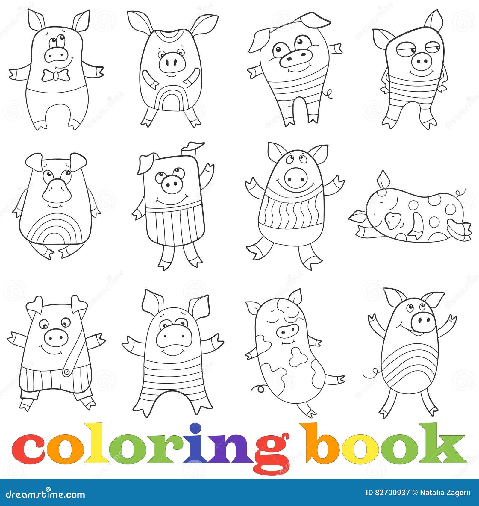 Pigs. Coloring Page. Black And White Vector Illustration ...