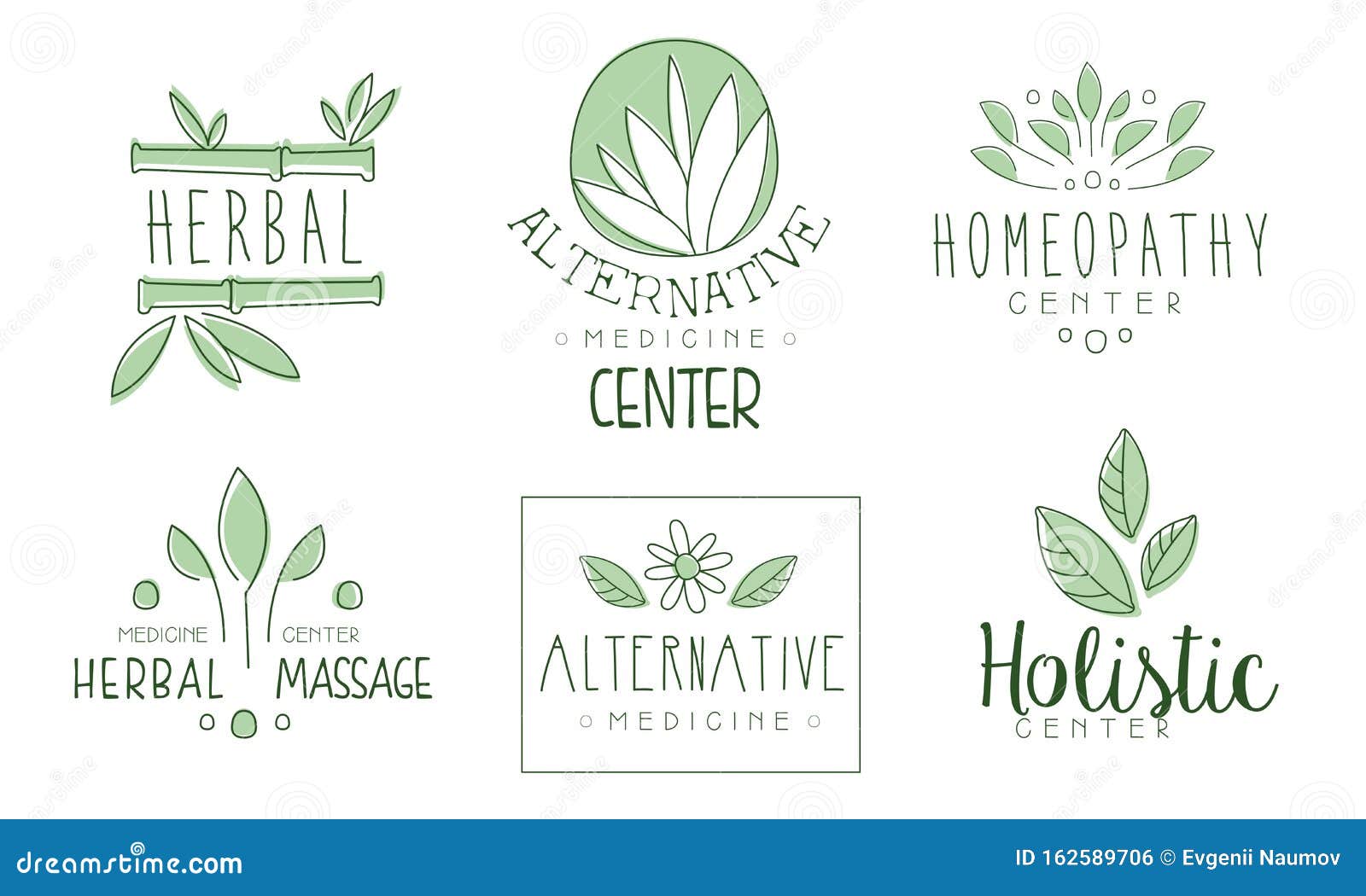 Set of Contour Logos for Homeopathy. Vector Illustration. Stock Vector ...