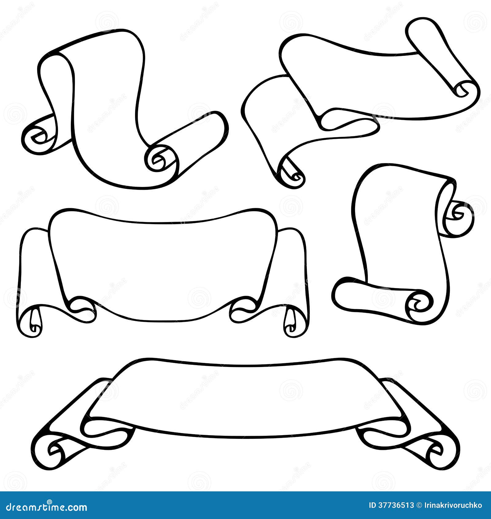 Set of Contour Scrolls in Different Forms Stock Vector - Illustration ...