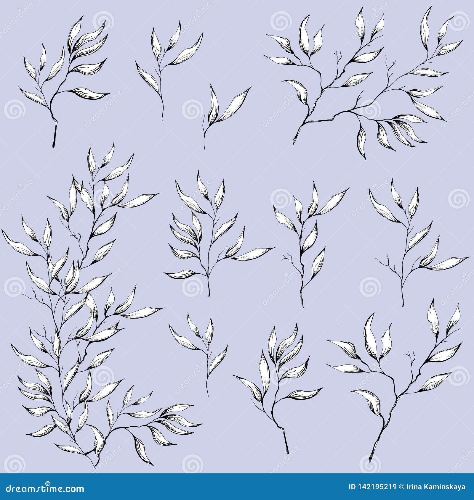 Set of Contour Vector Flowers Drawn by Ink. Contour Clipart for Use in ...