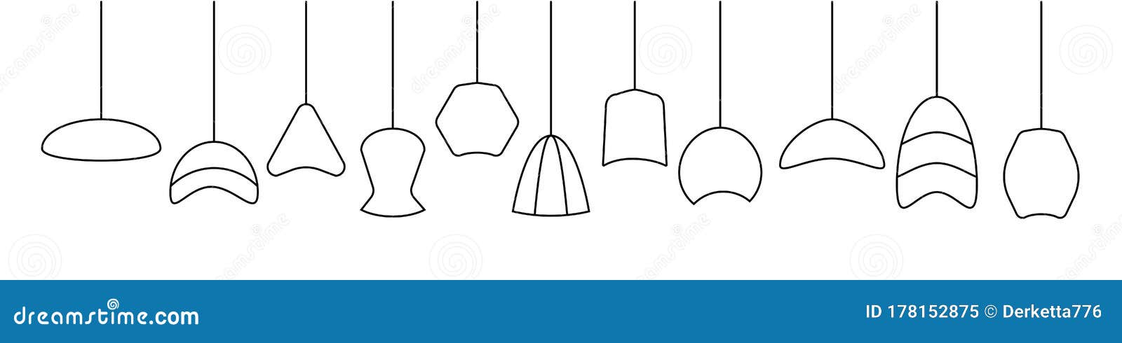A Set of Contour Vector Hanging Chandeliers. Lighting Elements on a ...