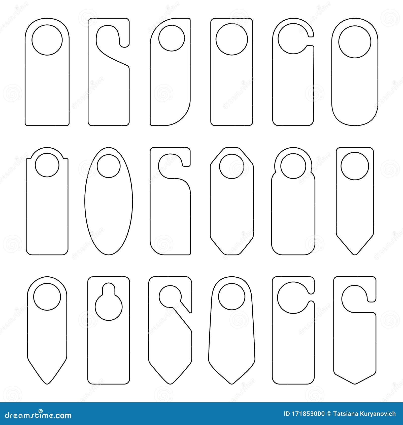 Set of Contours of Door Hangers, Vector Illustration Stock Vector ...