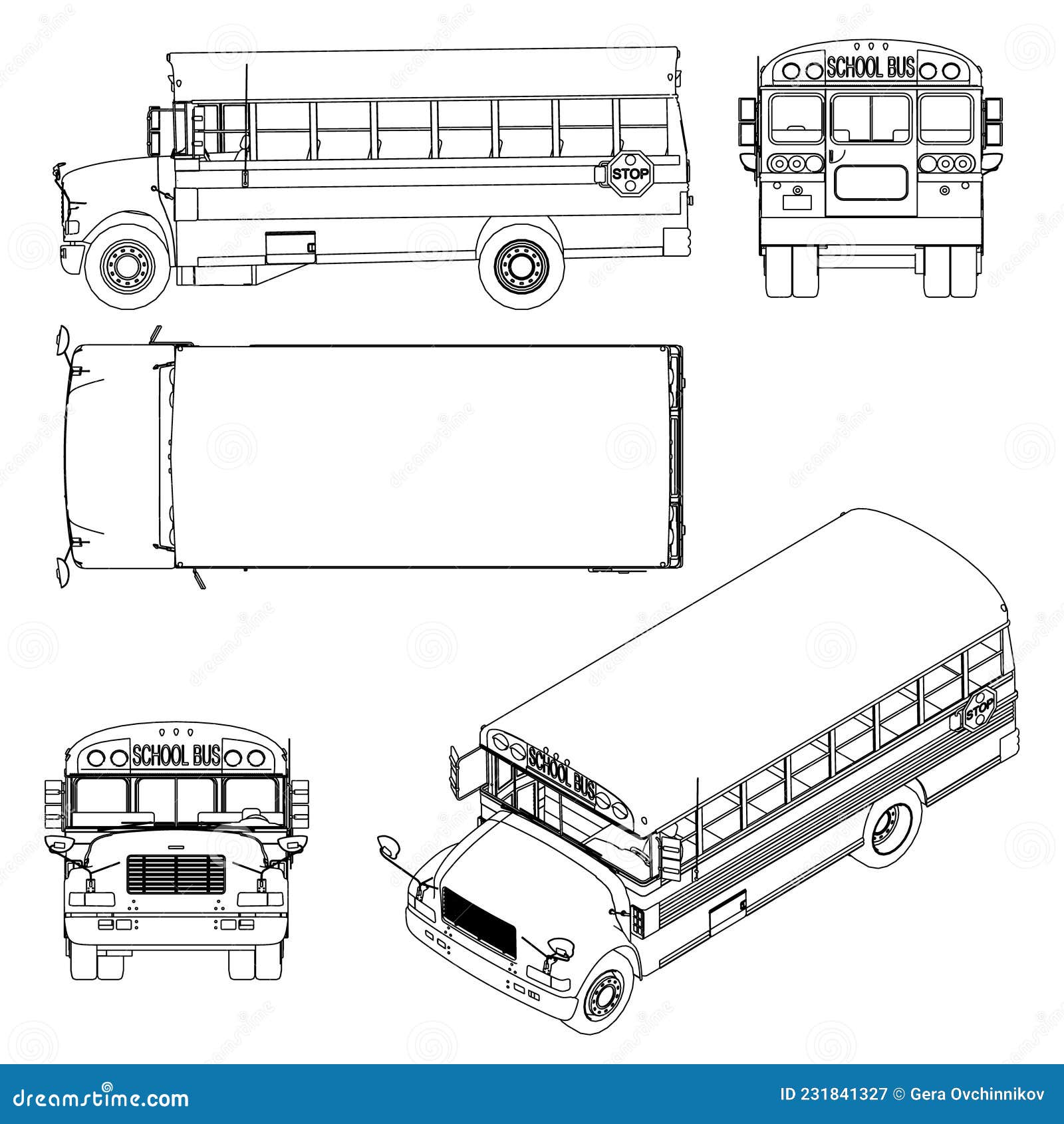 School Bus Side View Drawing