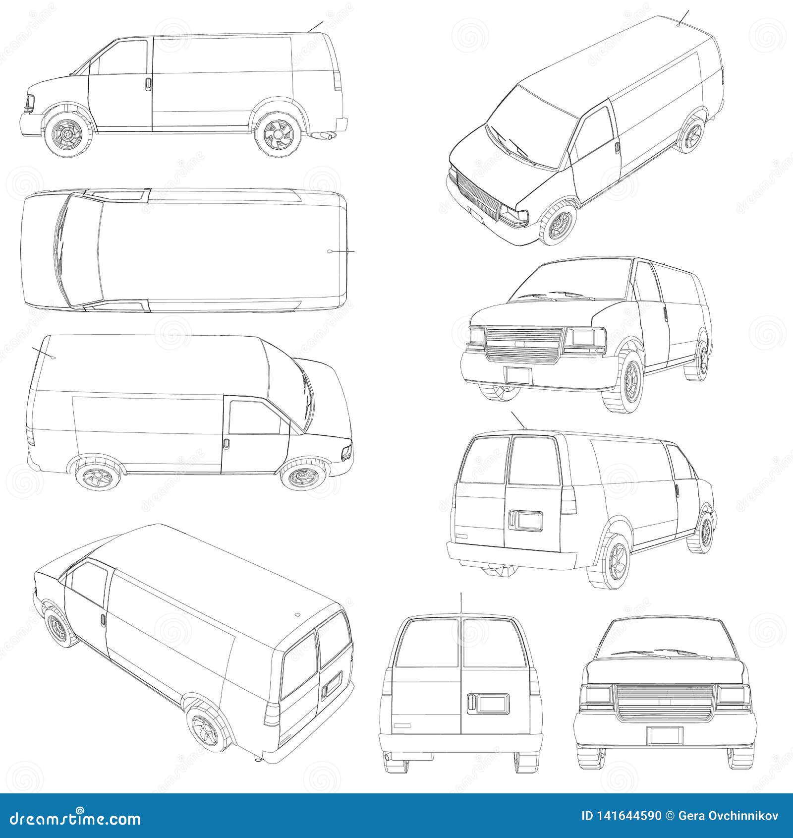 Set with the Contours of the Van. Vans with Different Types of Black ...