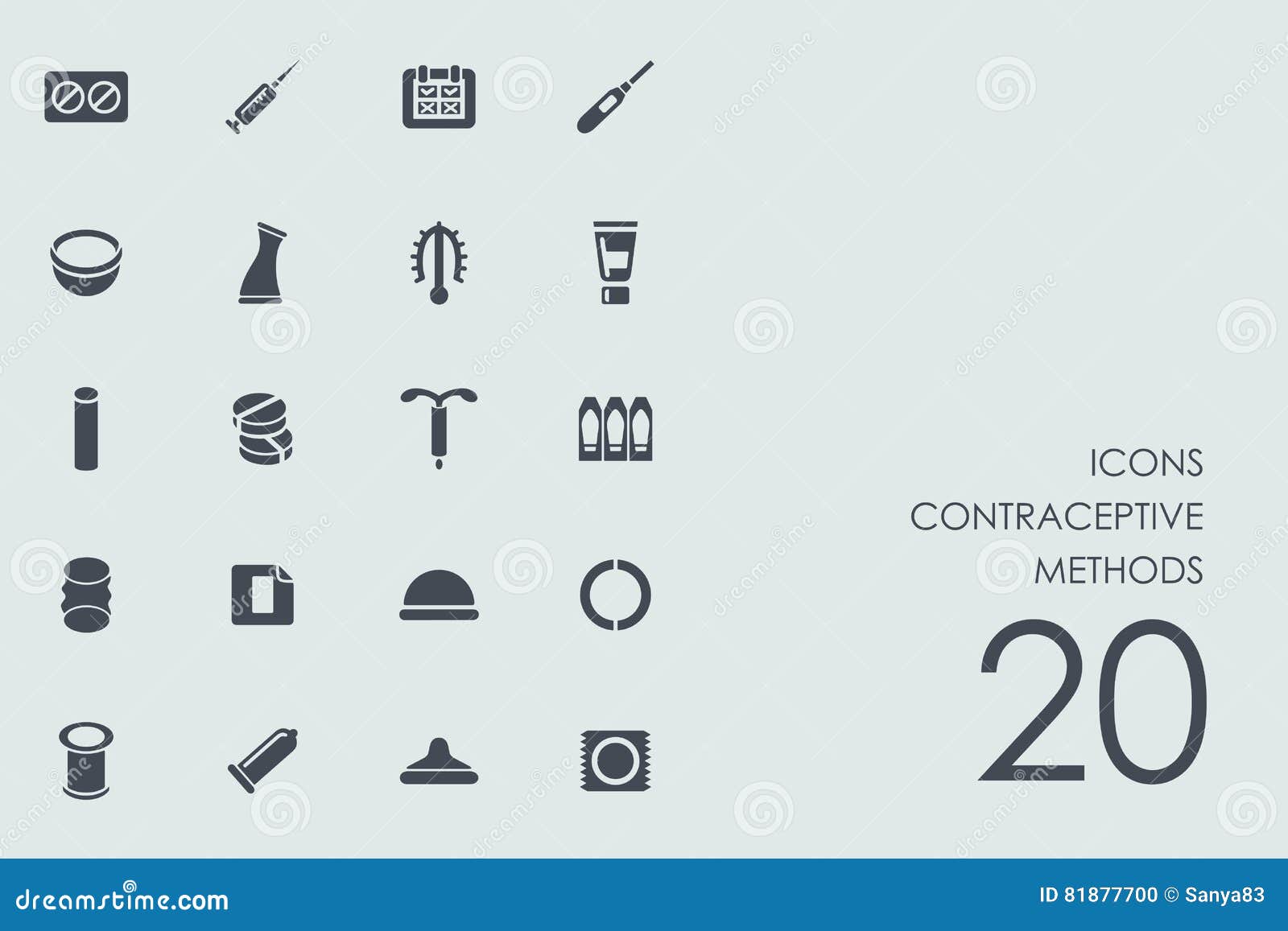 Set of Contraceptive Methods Icons Stock Vector - Illustration of ...