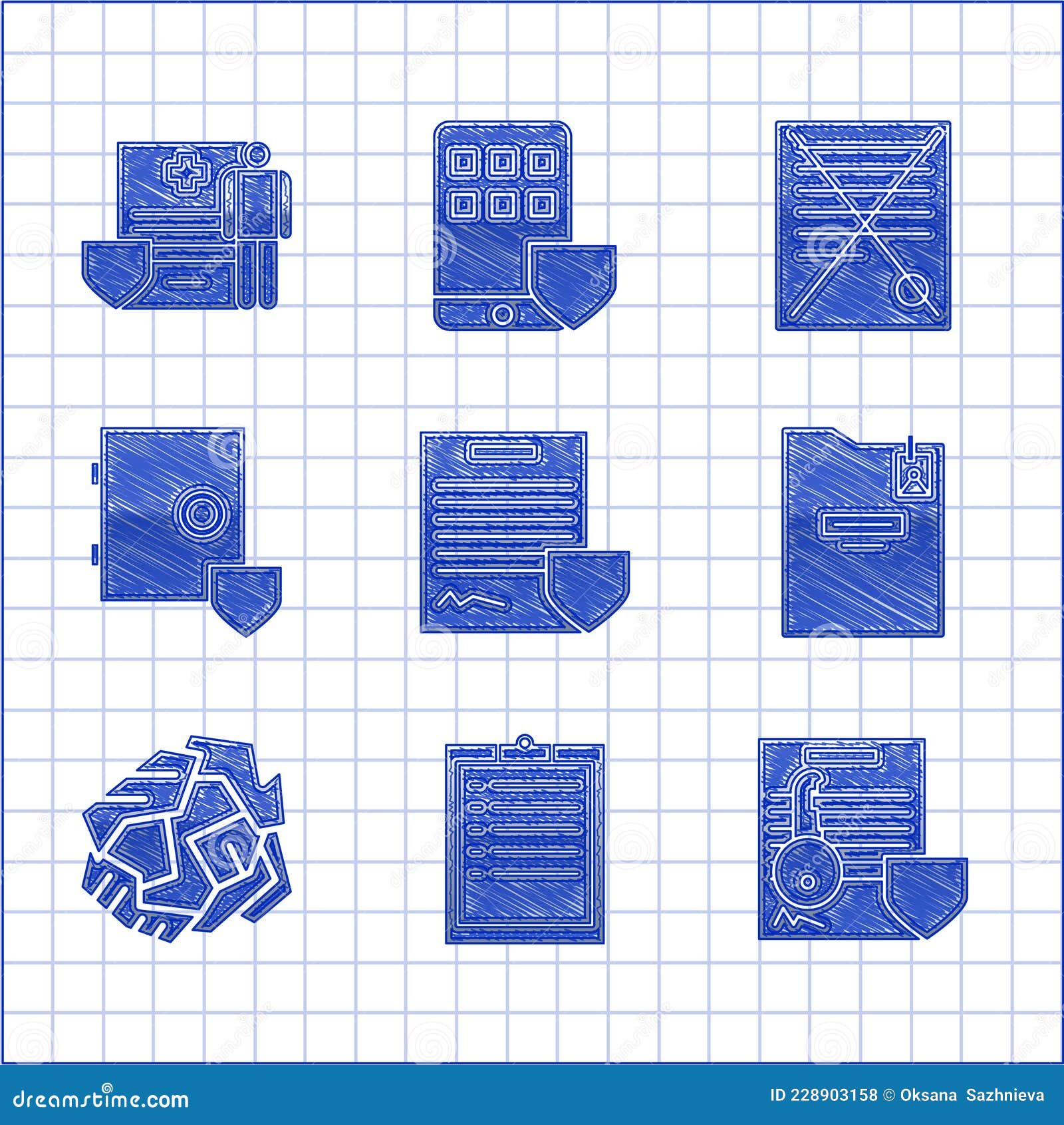 Set Contract with Shield, Clipboard Checklist, Document Key, Personal ... Set Contract with Shield, Clipboard Checklist, Document Key, Personal ...
