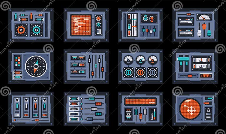 Set of Control Panel Elements for the Spaceship Stock Vector ...