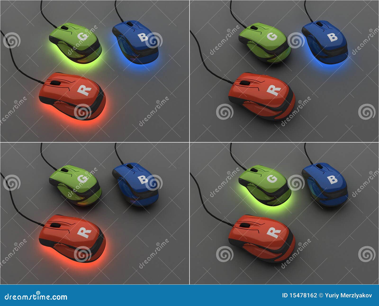 Set (Control of RGB Colour the Mouse) Stock Illustration - Illustration ...