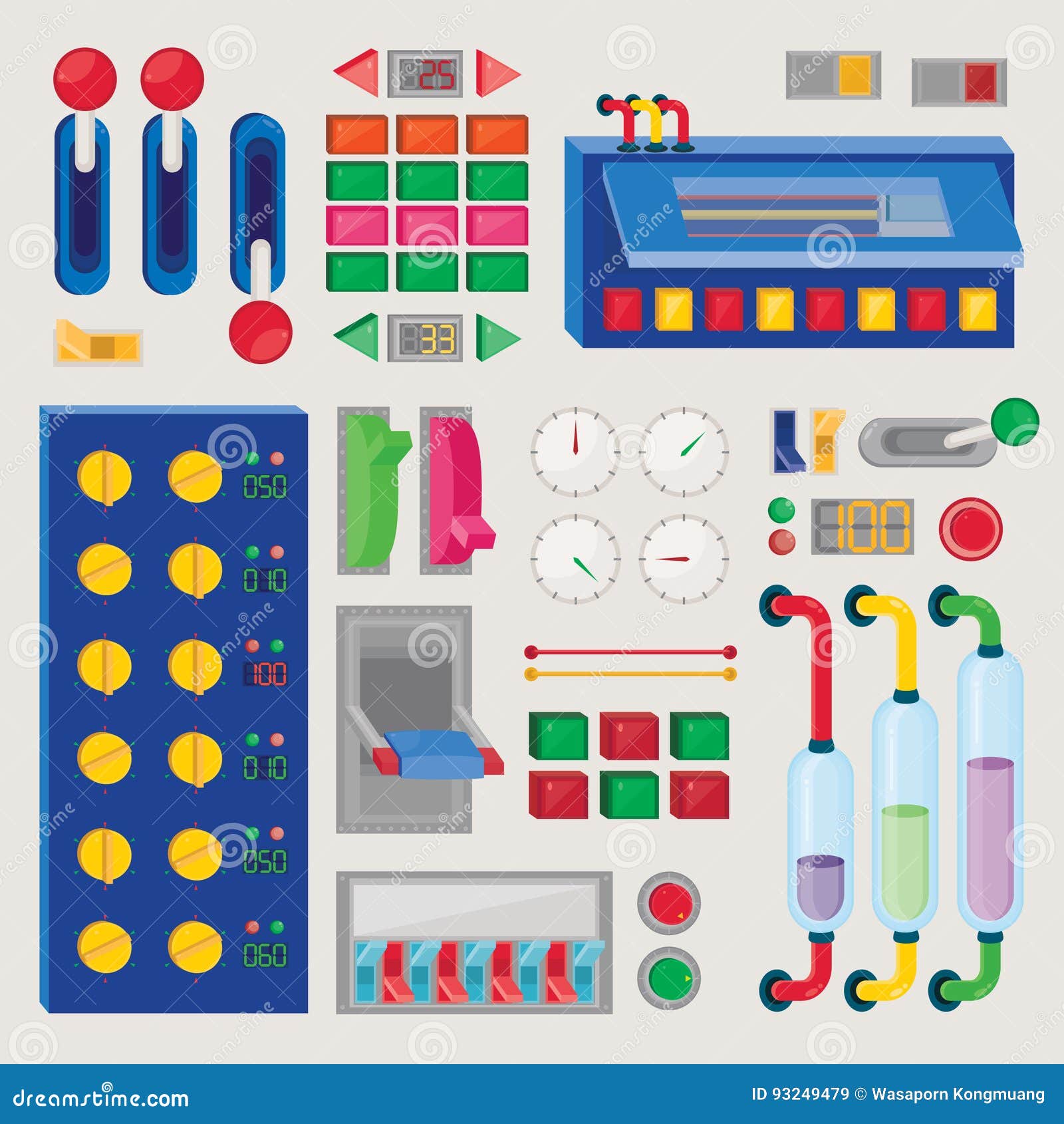 Set of control`s button stock vector. Illustration of power - 93249479