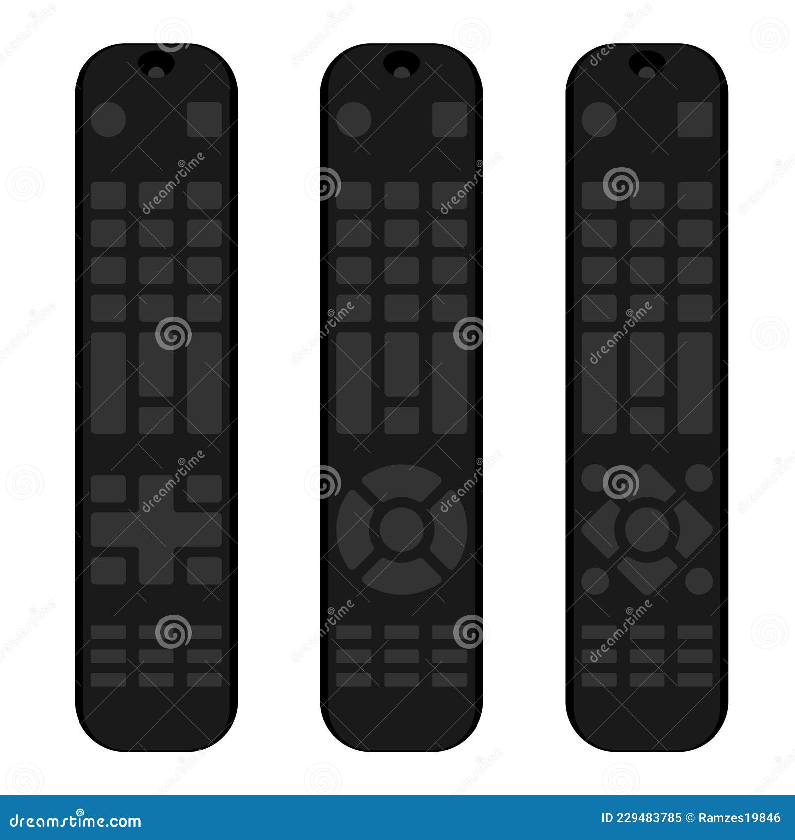 Set of Control Tv Panel. Remote Control of Electronic Devices. Simple ...