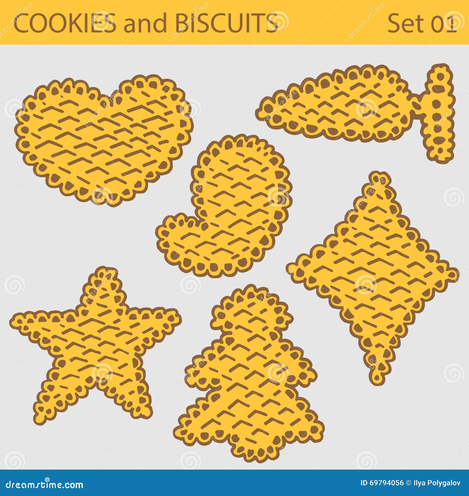 Set of cookies biscuits stock illustration. Illustration of pastry ...