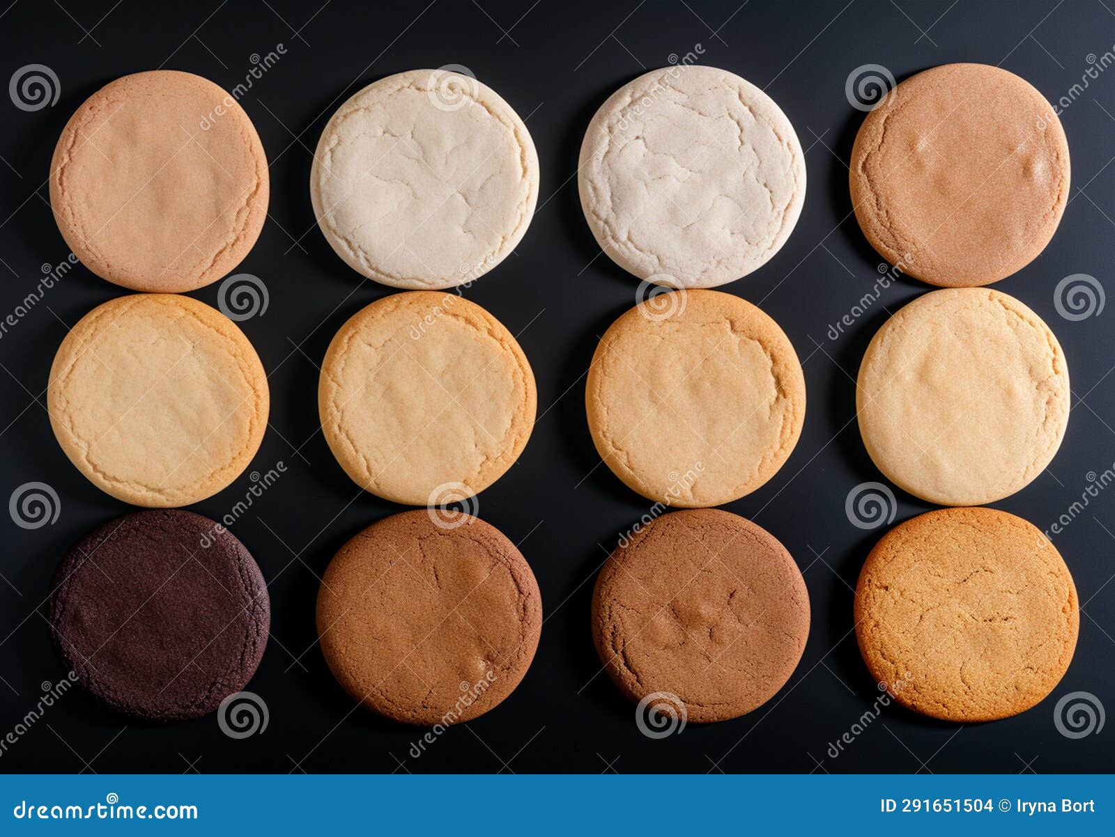 Set of Cookies, Different Type of Round Biscuits Top View Stock Photo ...