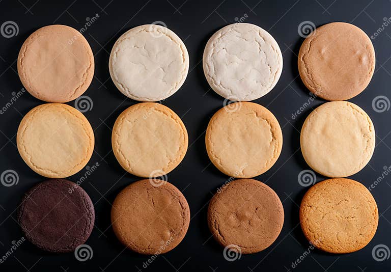 Set of Cookies, Different Type of Round Biscuits Top View Stock Photo ...