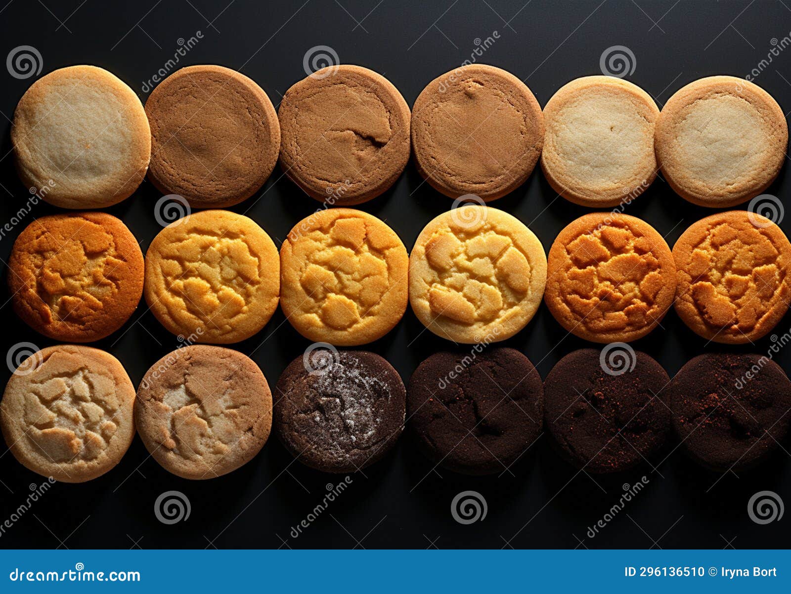 Set of Cookies, Different Type of Round Biscuits Top View Stock Photo ...