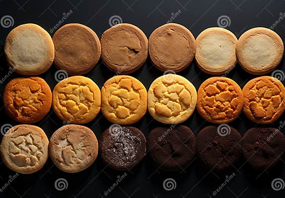 Set of Cookies, Different Type of Round Biscuits Top View Stock Photo ...