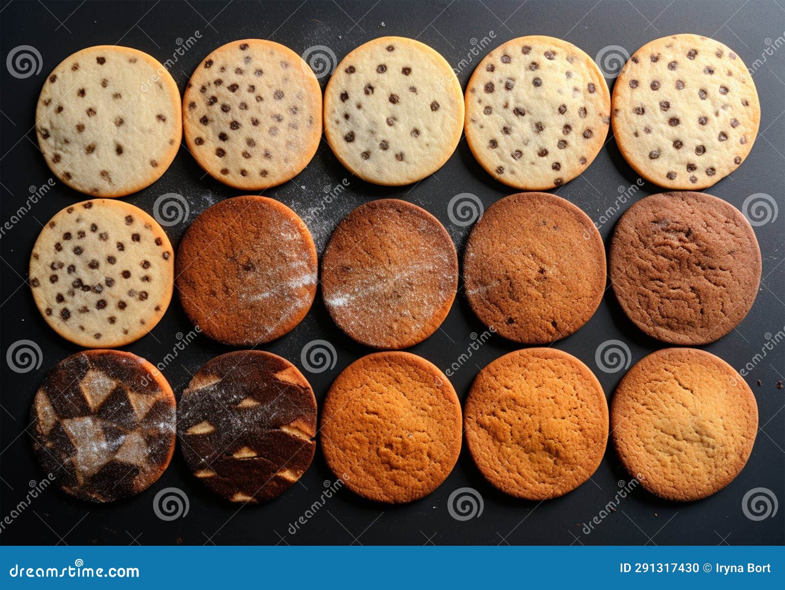 Set of Cookies, Different Type of Round Biscuits Top View Stock Photo ...