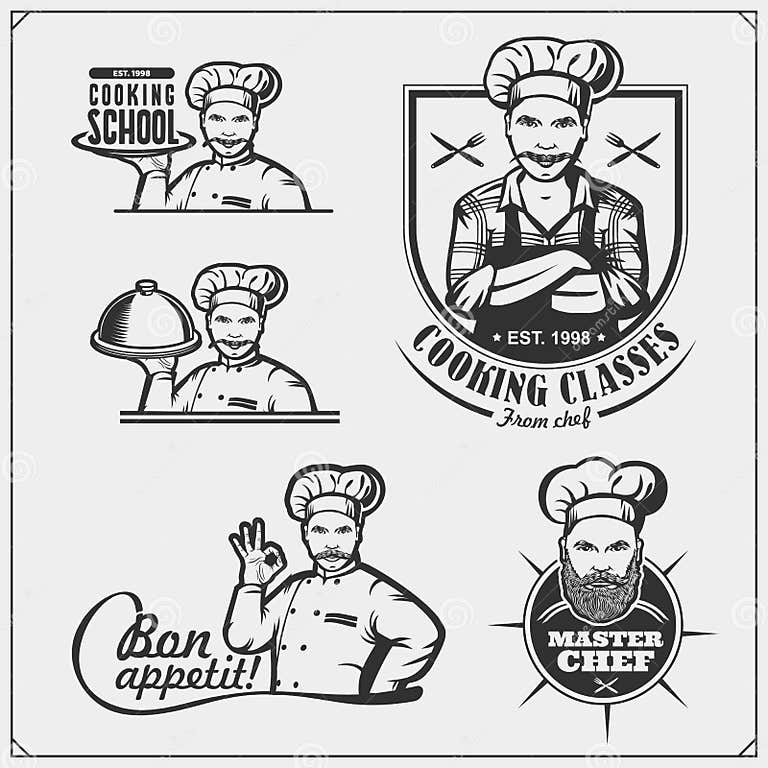 Set of Cooking Classes with Chef Cook Emblems, Labels and Design ...