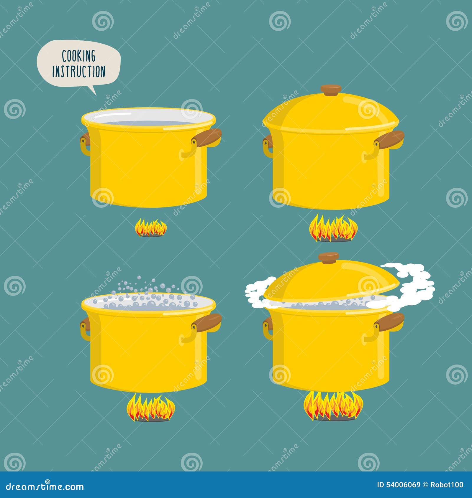 Set Cooking Plates. Boiling Water for Various Dishes Stock Vector ...