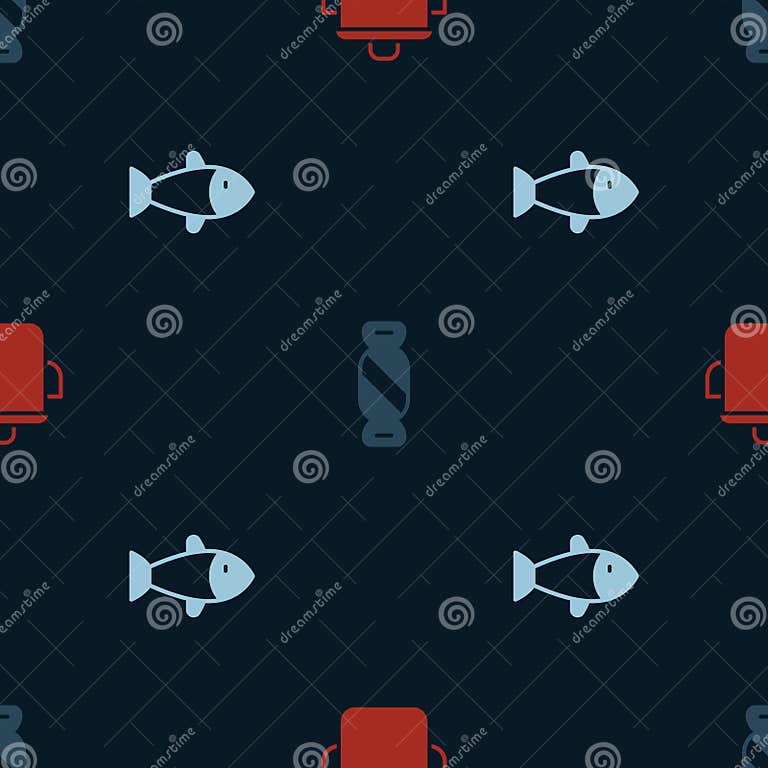 Set Cooking Pot, Candy and Fish on Seamless Pattern. Vector Stock ...