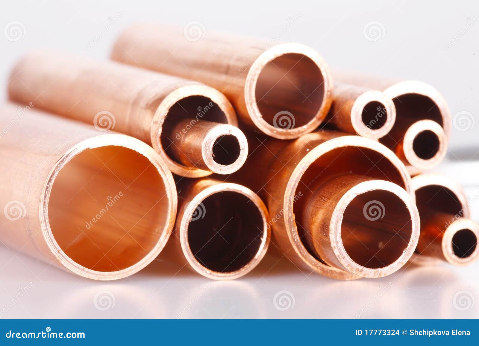 Set of copper pipes stock photo. Image of round, copper - 17773324